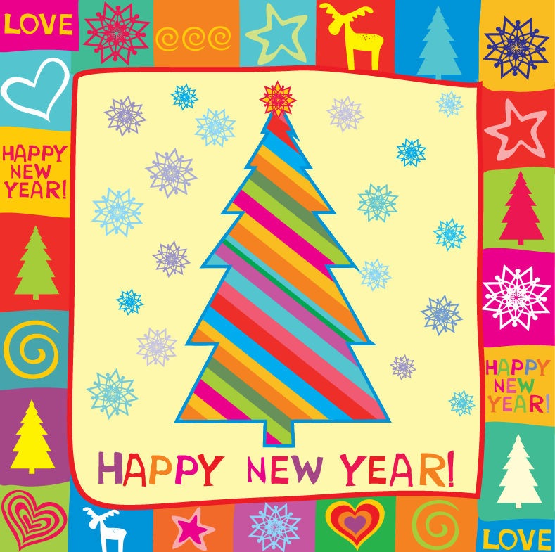 Happy New Year Greeting Card Vector Illustration Free Vector Graphics 