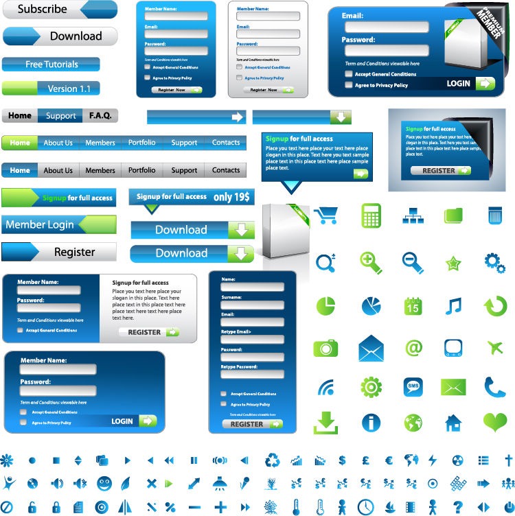 Web Design Elements Vector Set Free Vector Graphics All Free Web 