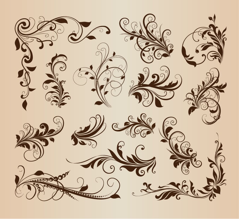 Vintage Swirl Floral Ornament Design Vector Set | Free Vector Graphics ... Vintage Swirl Floral Ornament Design Vector Set | Free Vector Graphics ...